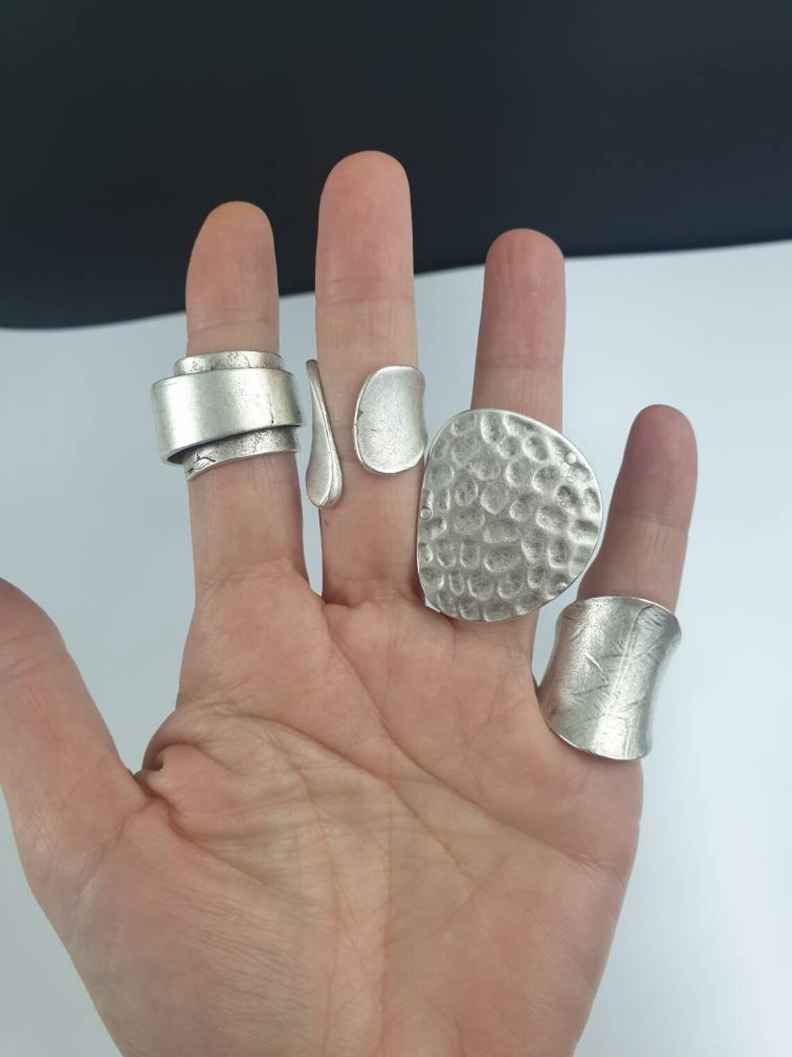 Silver Unique Long Hammered Adjustable Bohemian Greek Style | Etsy