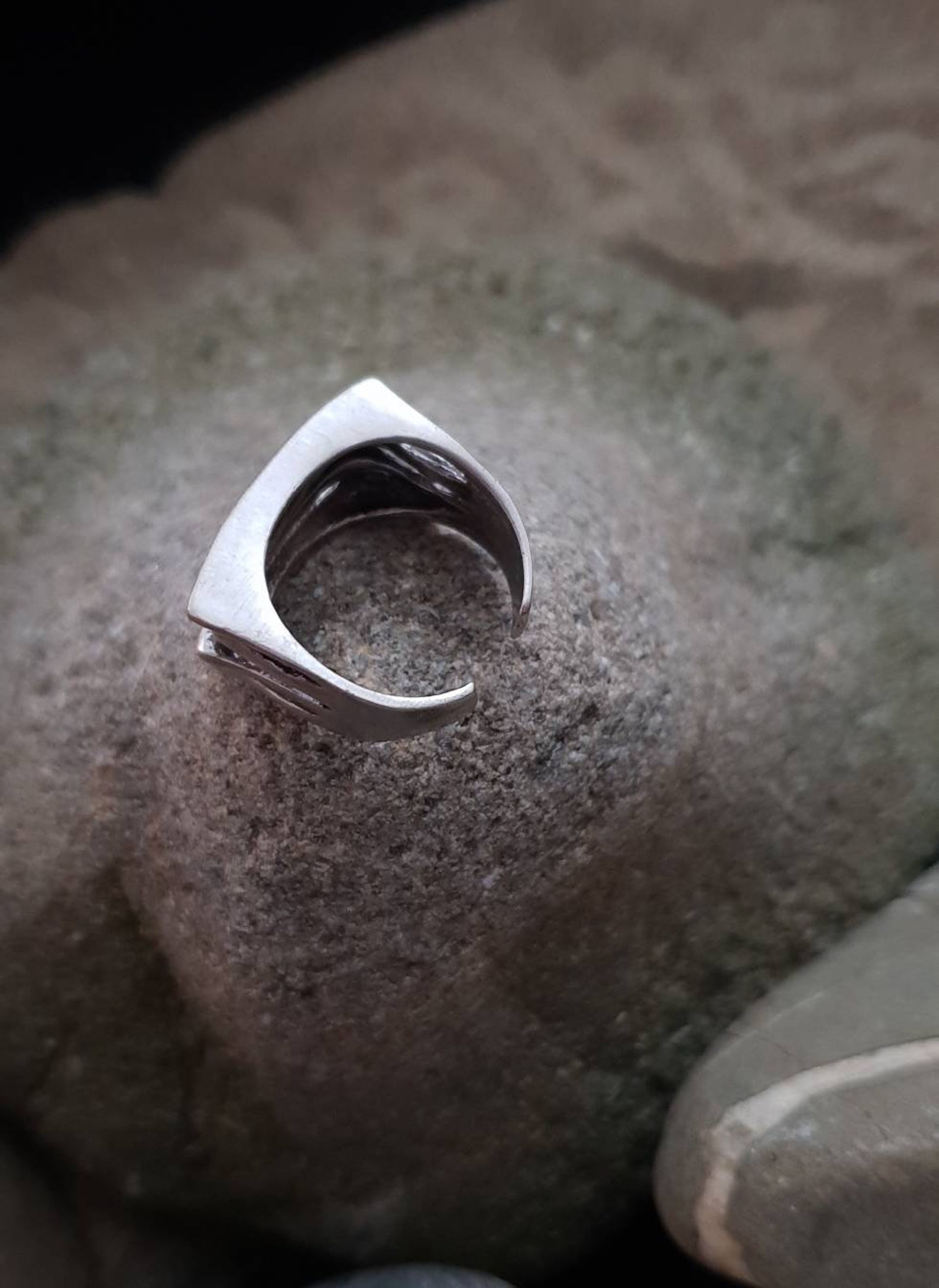 Minimalist Silver Ring Three lines ring Boho Silver | Etsy