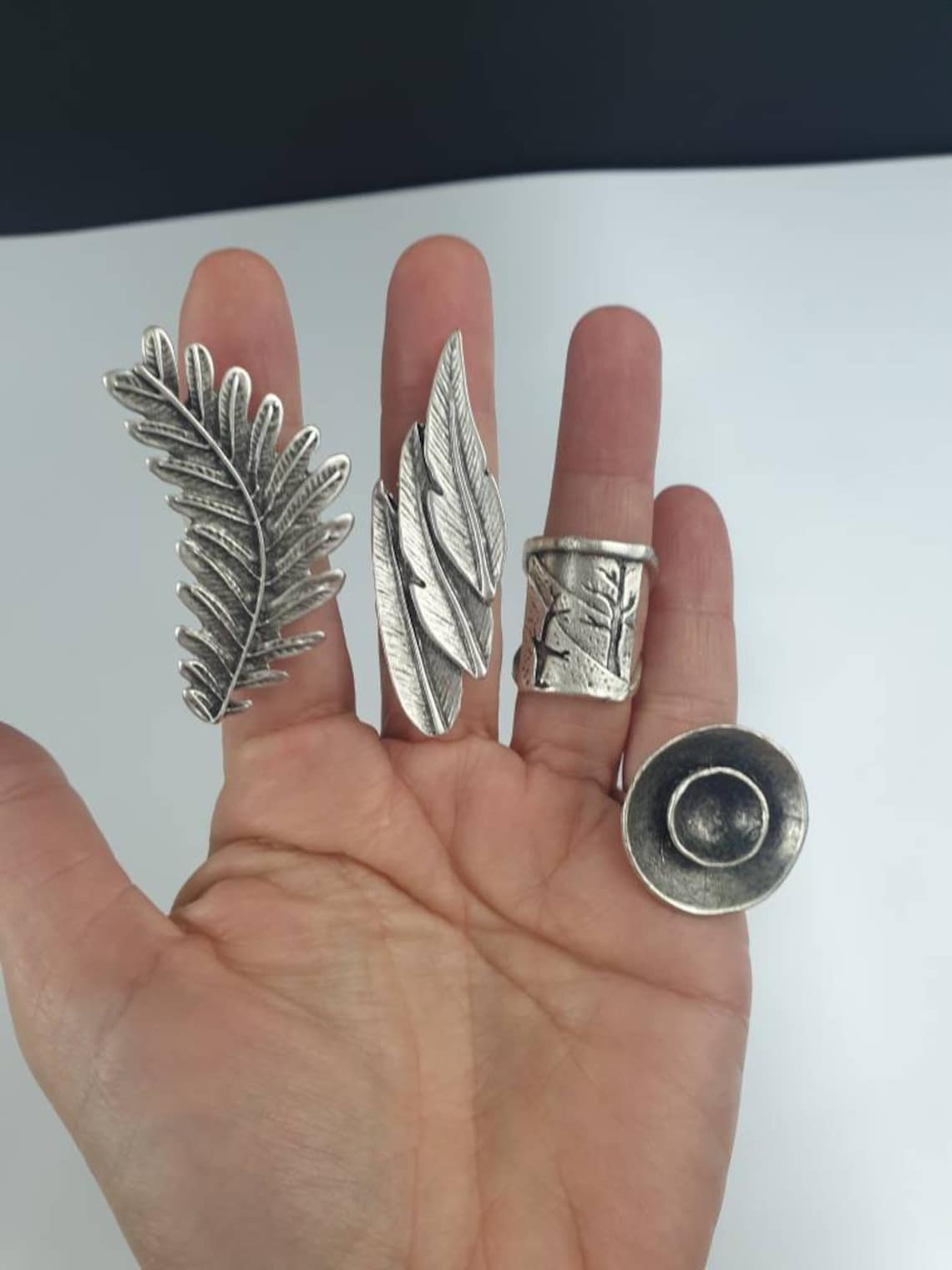 Silver Chunky Ring, Adjustable Boho Ring, Hammered Ring, Statement Ring ...