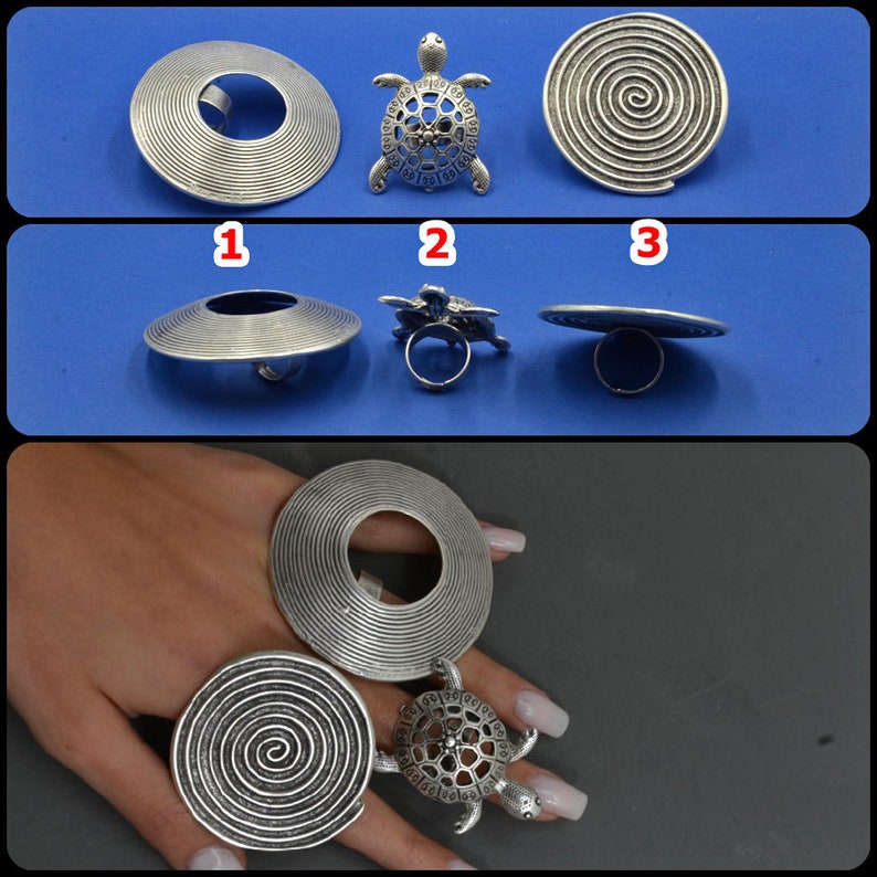 Large Silver Hypnotic Ring Nature Leaf Ring Cute Caretta - Etsy