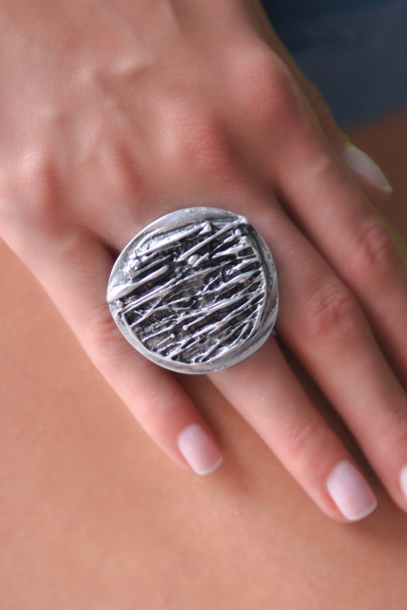 Geometric Silver Ring Unique Silver Ring Hypnotic Trend | Etsy