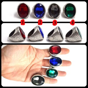 Silver Red Stone Ring, Cool Gemstone Ring, Blue Gemstone Ring, Wired ...