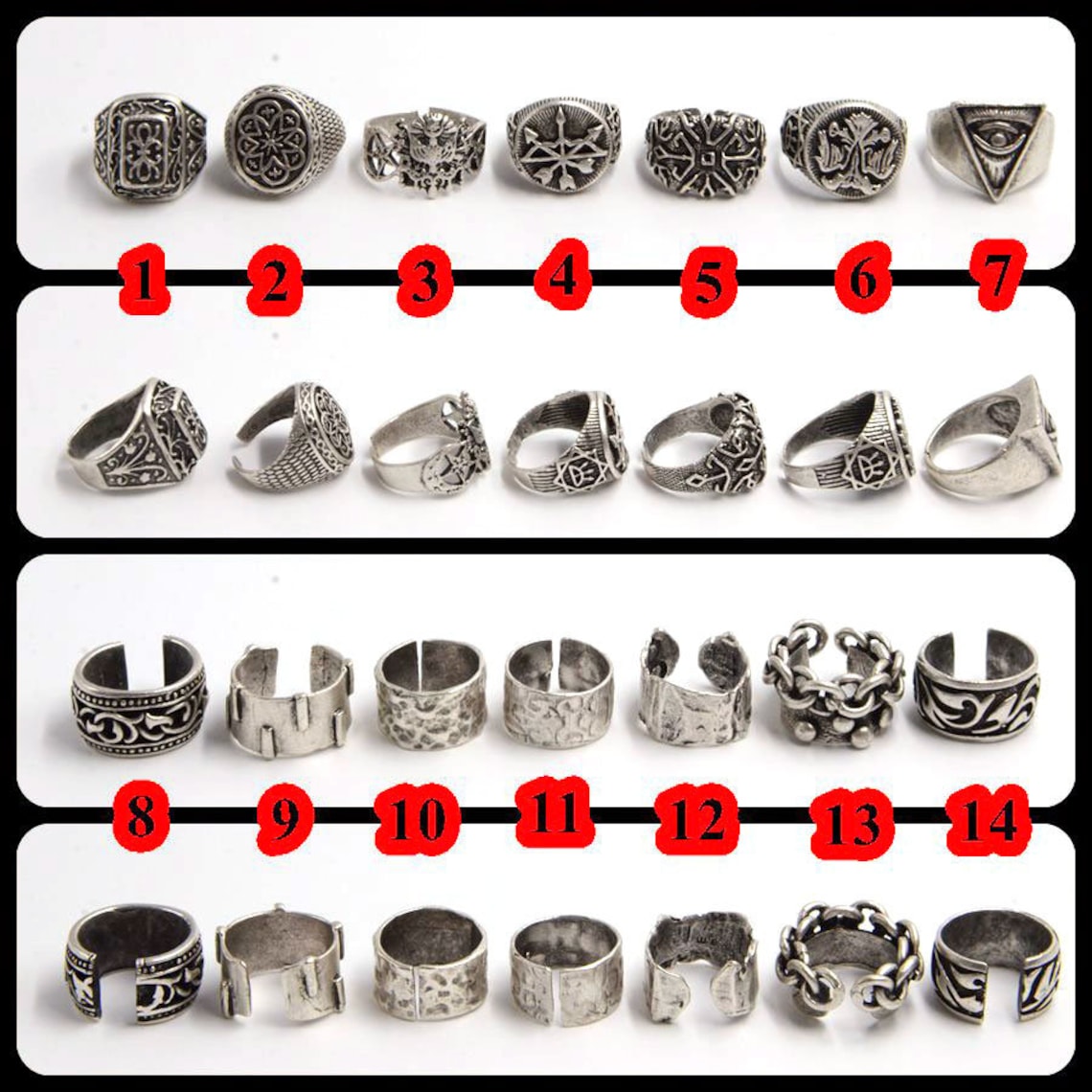 Silver Adjustable Men Ring Silver Chain Ring Silver Skull | Etsy