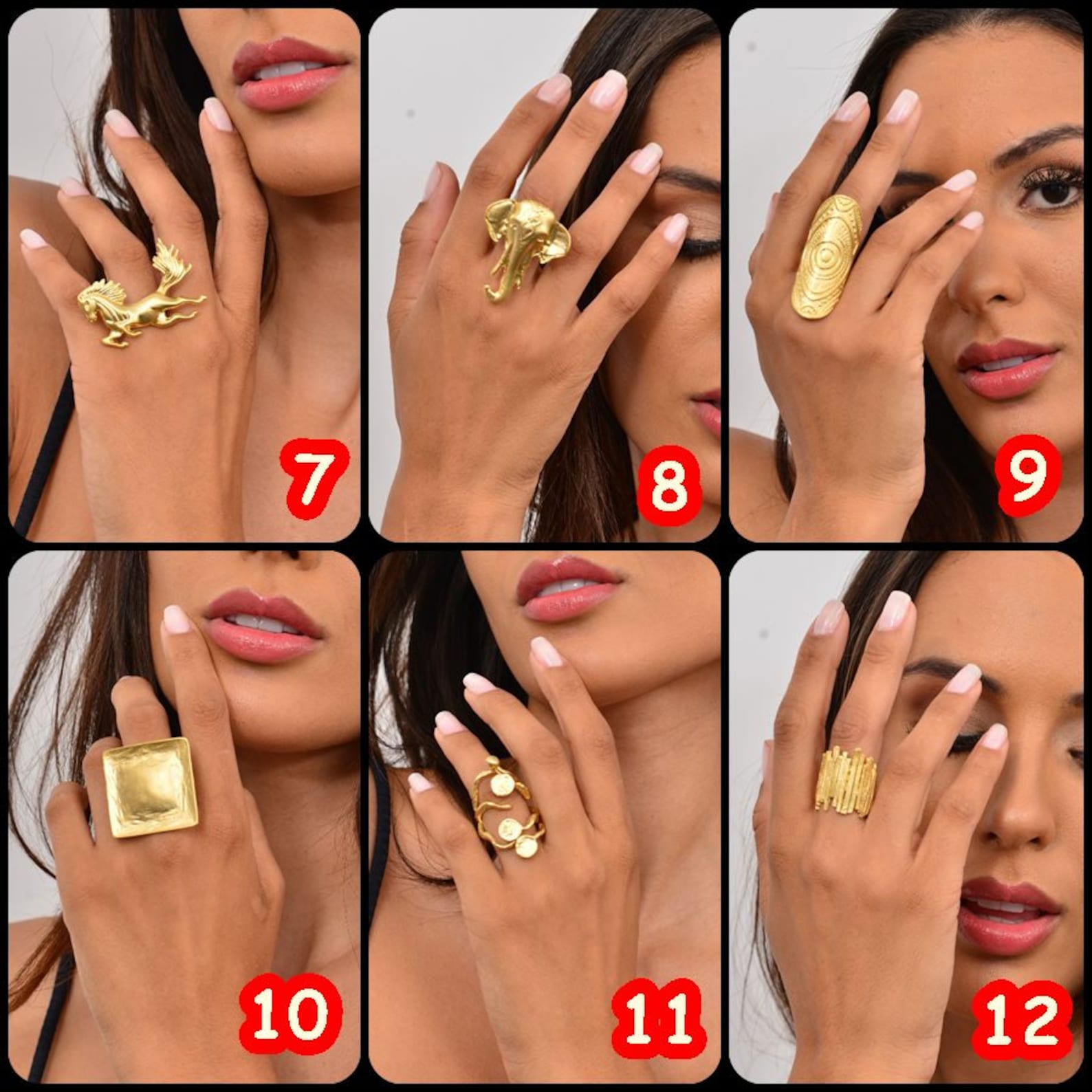 Gold Statement Rings Adjustable Rings Boho Style Big Rings - Etsy