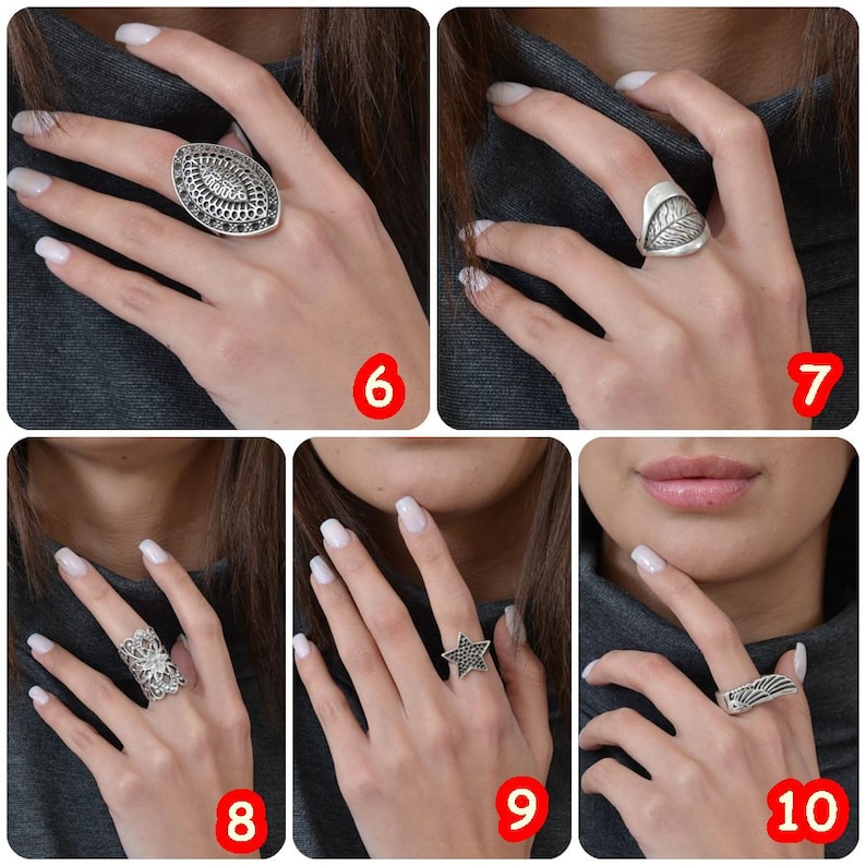 Antique Silver Long WAVE PARALLEL LINES Ring Boho Minimalist - Etsy