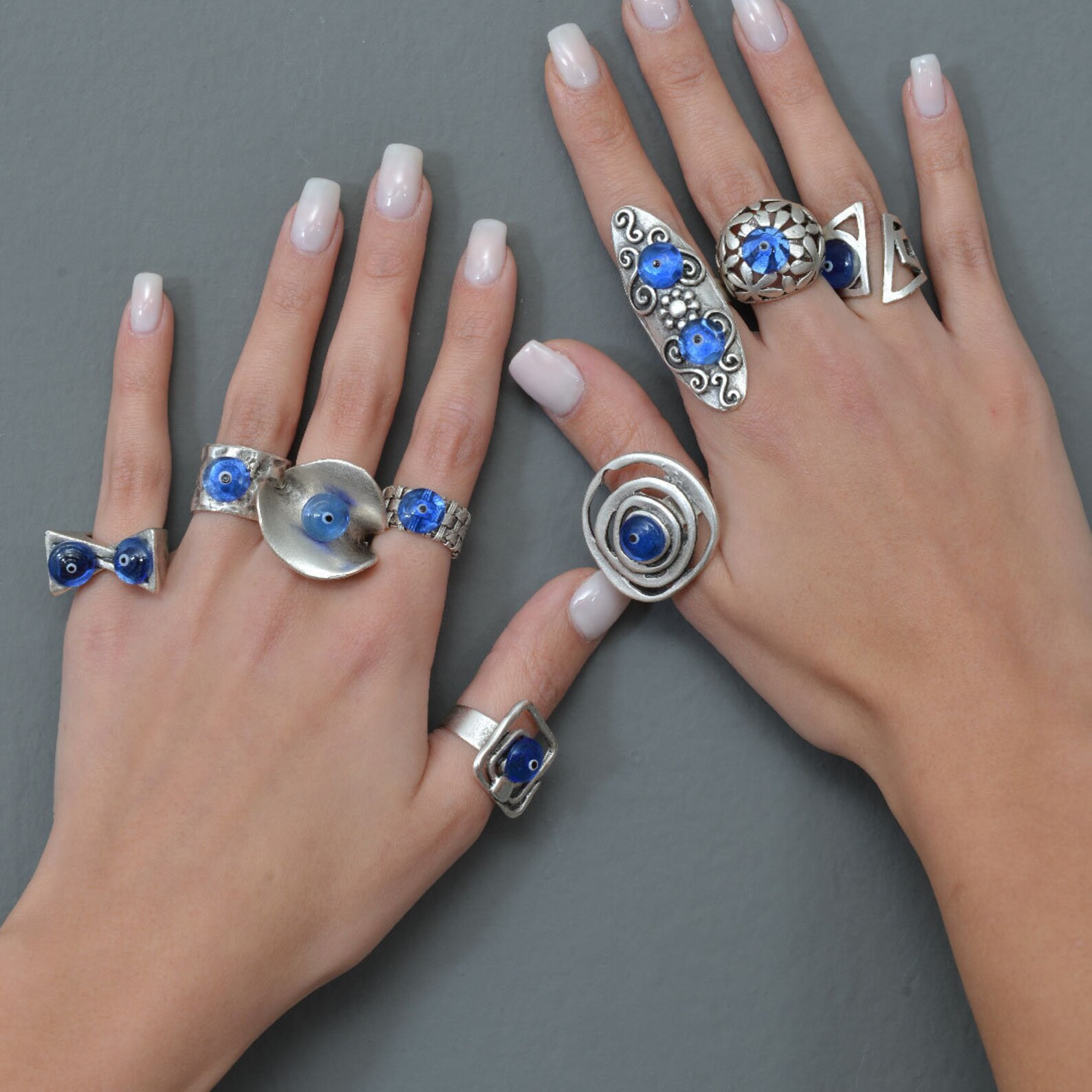 Unique Blue Evil Eye Luck Rings Adjustable Dome Evil Eye Ring | Etsy