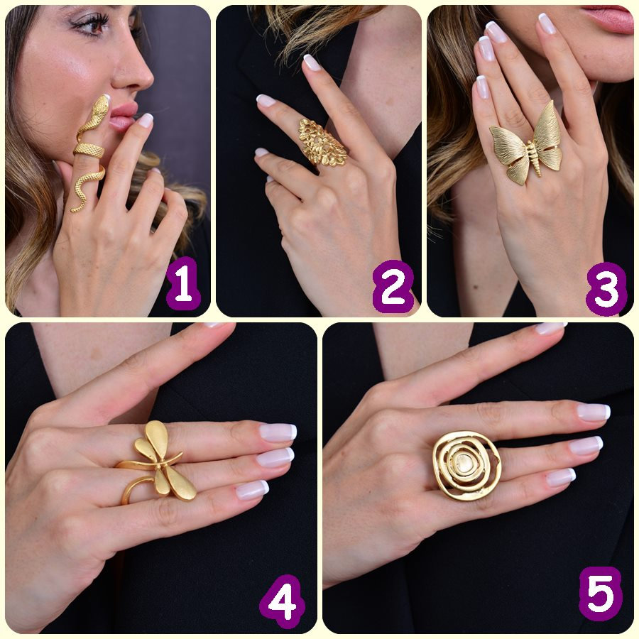 Gold Statement Rings Adjustable Rings Boho Style Big Rings | Etsy