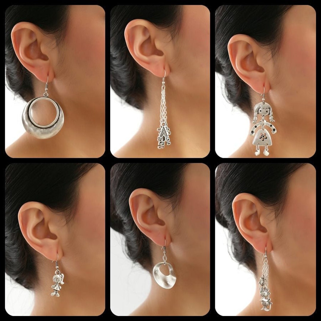 Cute Silver Girl Earrings, Big Circle Loop Earrings, Chic Little Girl ...