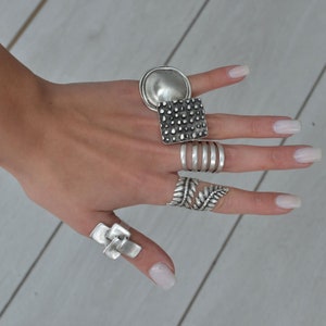 Adjustable Boho Ring, Wide Band Ring, Boho Silver Ring, Silver Chunky ...