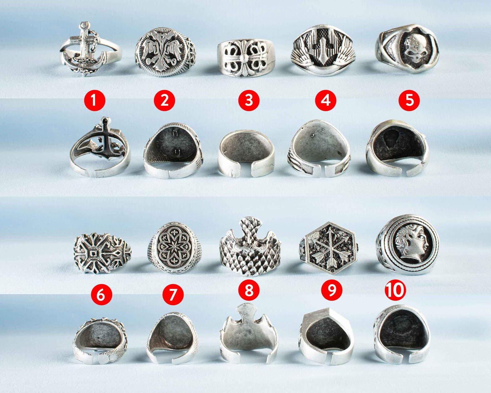 Modern Silver Anchor Ring Greek Symbolic Ring Adjustable - Etsy