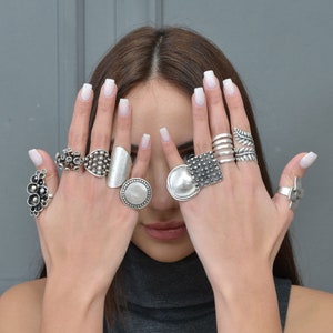 Adjustable Boho Ring, Wide Band Ring, Boho Silver Ring, Silver Chunky ...