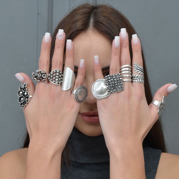Boho Silver Rings - Etsy
