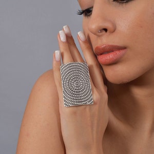 Boho Silver Oversize Angel Ring, Boho Large Adjustable Statement Ring ...