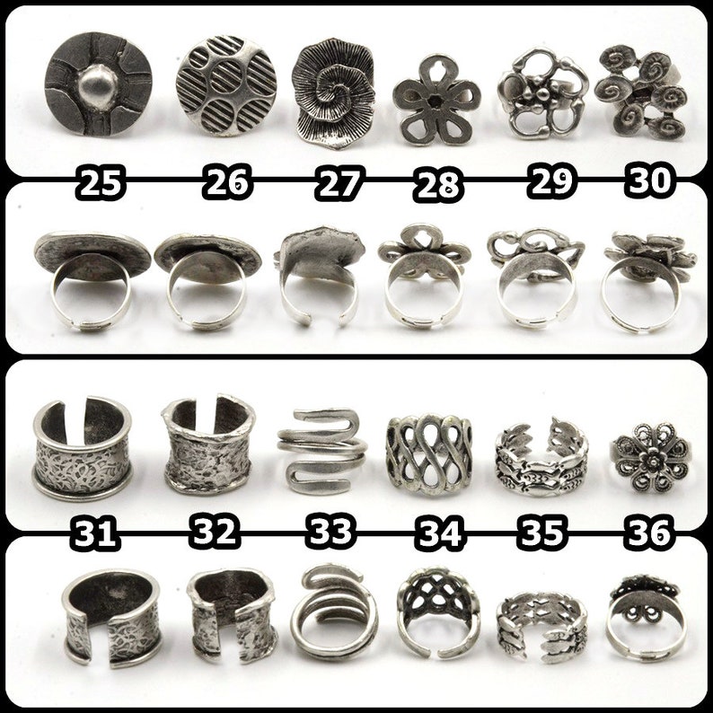 Adjustable Patterned Disc Ring Silver Disc Rings Round Silver - Etsy