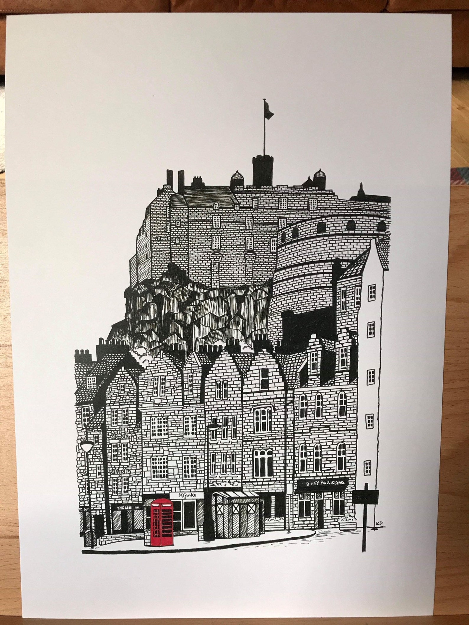 A3 Print of ink drawing Edinburgh Castle from The Grassmarket. | Etsy