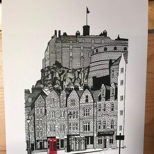 A3 Print of ink drawing Edinburgh Castle from The Grassmarket. | Etsy