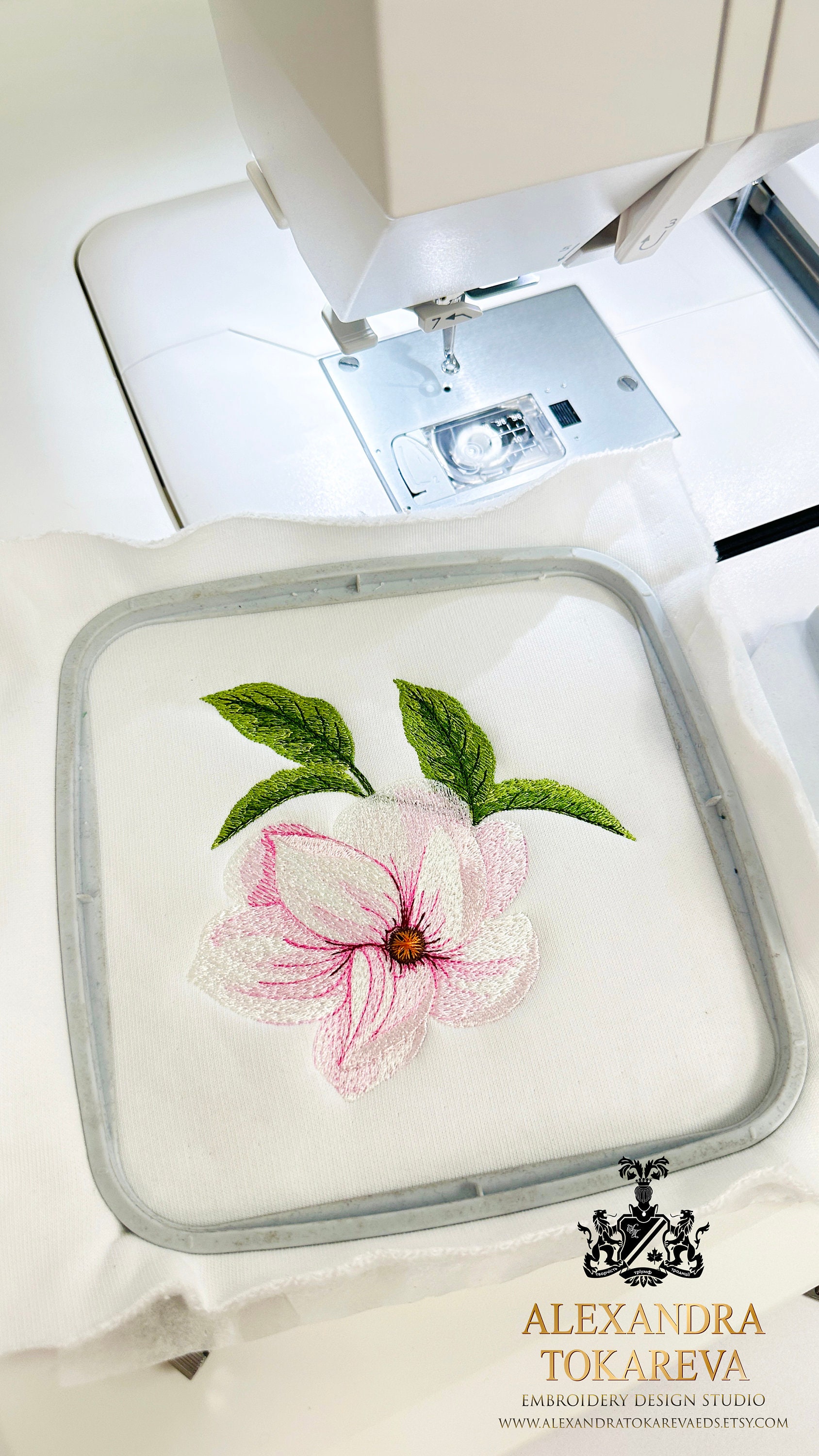 Magnolia Flower Machine Embroidery Design, Pdf Embroidery Pattern, Embroidery Design, Machine ...