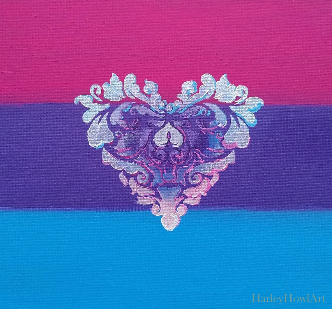 Bisexual painting Original Art LGBTQ Flag Minimalist Wall Art | Etsy