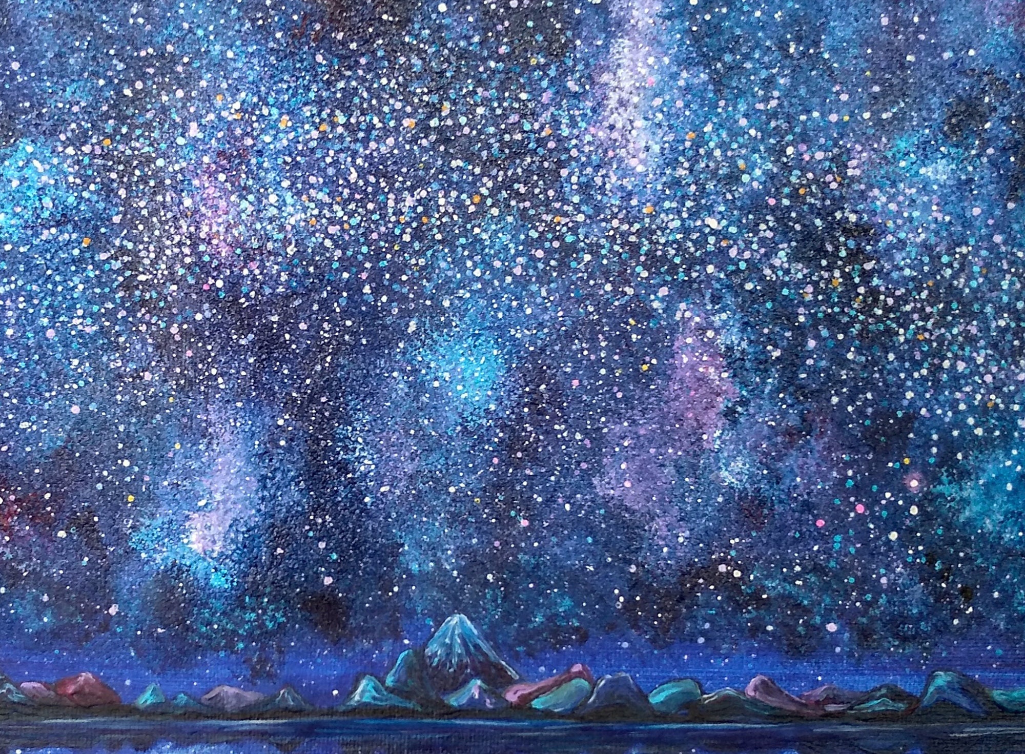 Night Sky Painting Original Art Astronomy Wall Art Space | Etsy