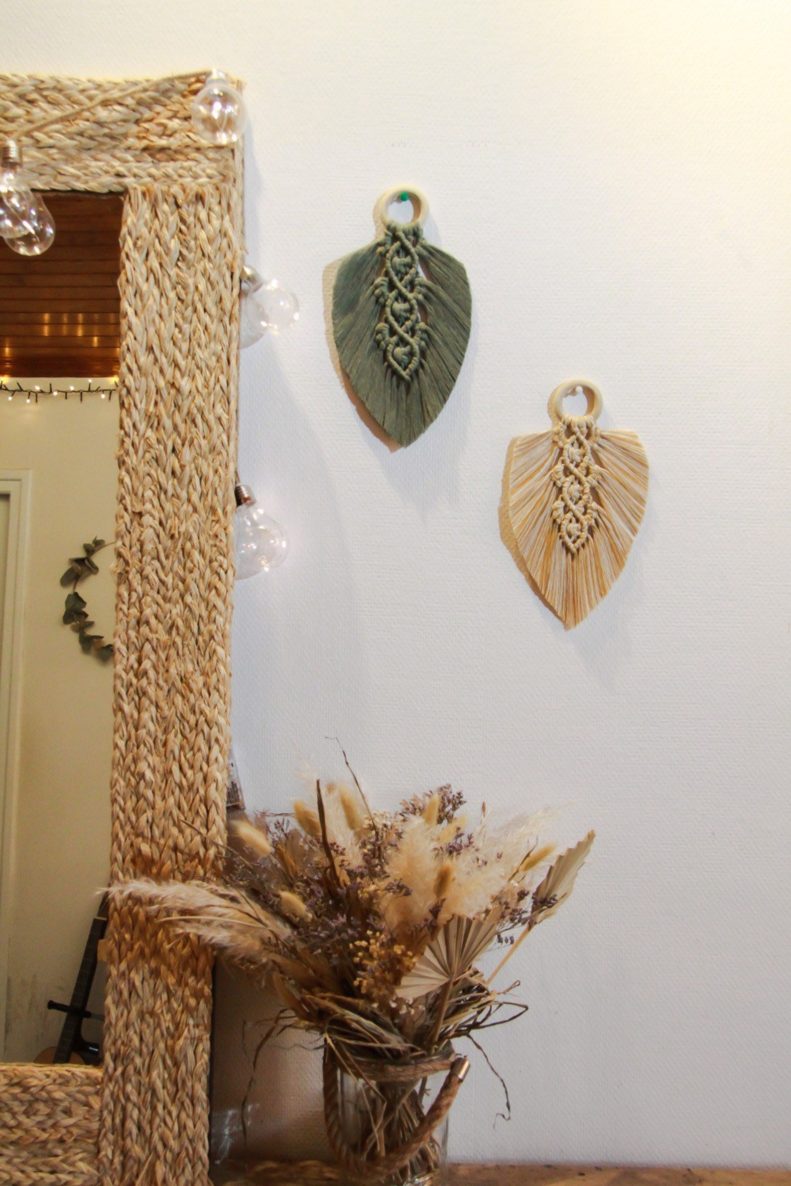 Macramé Feather / Macrame Leaf / Macrame Feather / Deco | Etsy