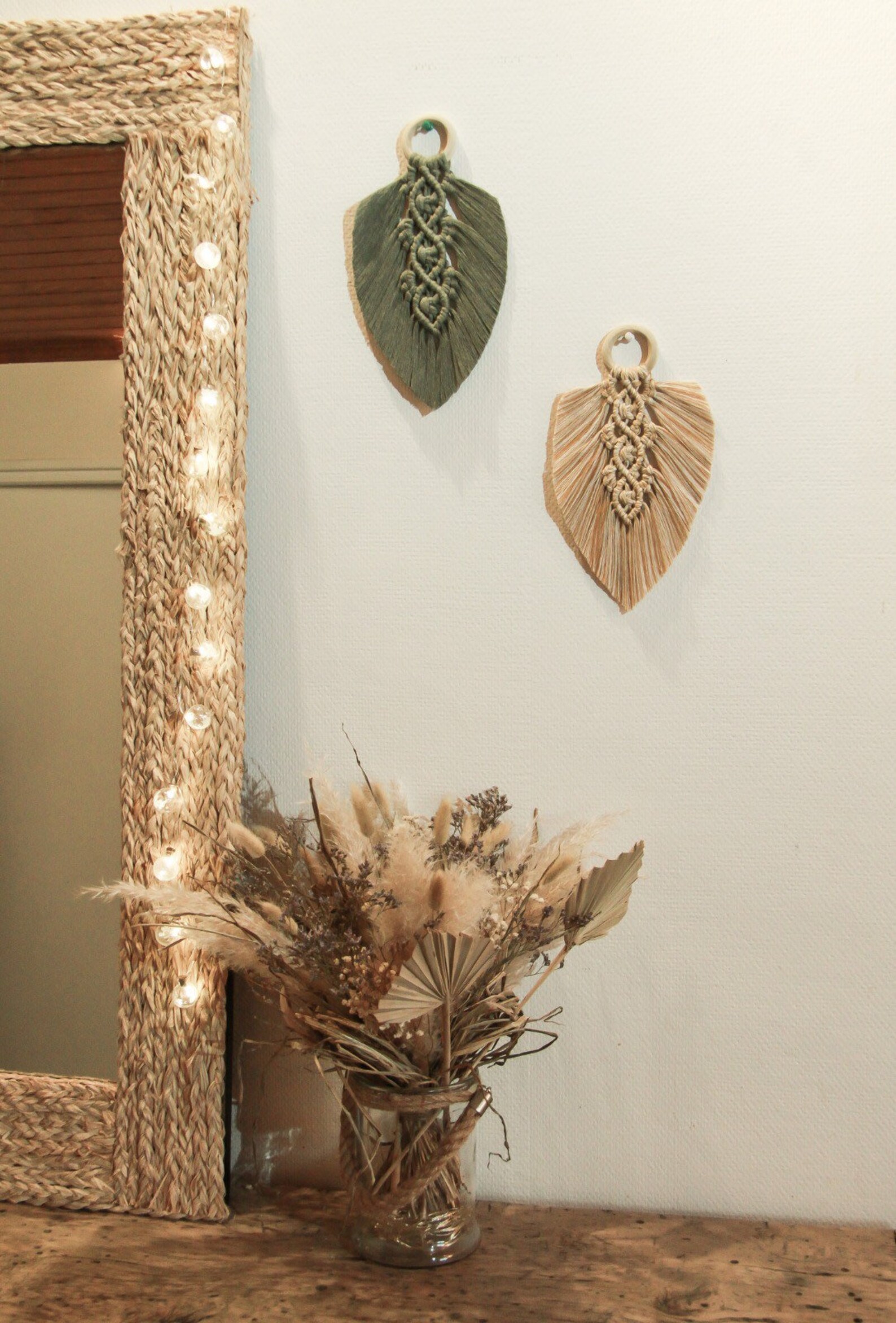 Macramé Feather / Macrame Leaf / Macrame Feather / Deco | Etsy