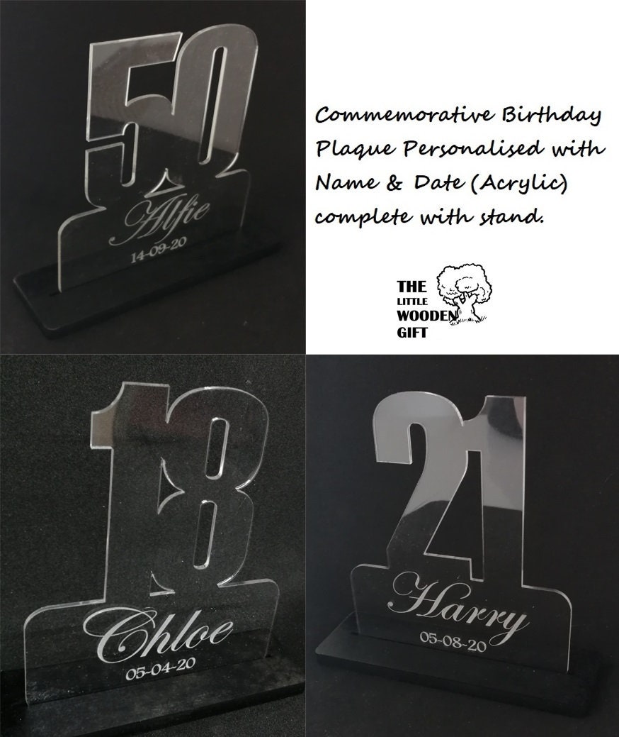 Birthday Plaque with Personalised Name & Date Gift complete - Etsy 日本
