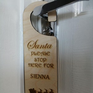 Santa Stop Here Door Hanger Birchwood Sign Uniquely Laser Engraved ...