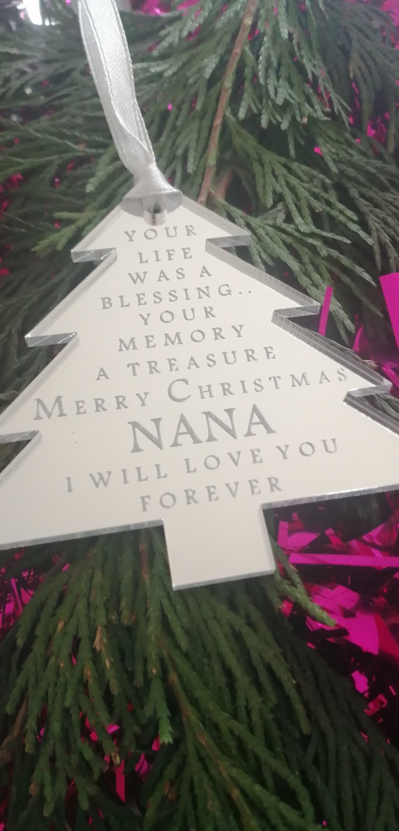 In Memory of a Loved One Hanging Christmas Tree Shaped | Etsy