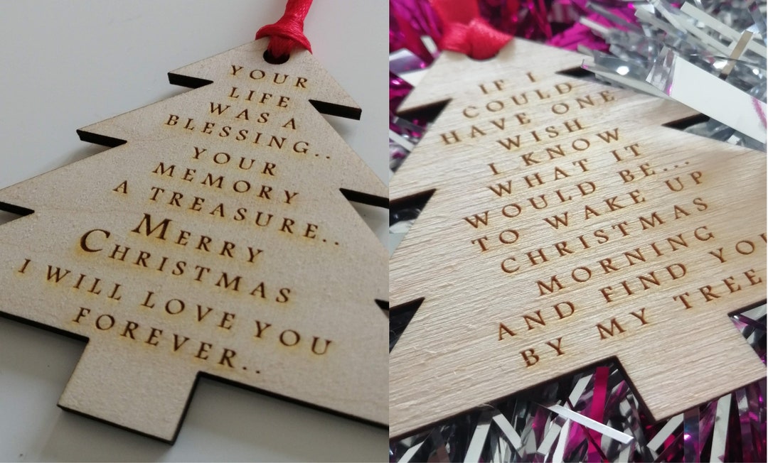 Personalised in Memory of a Loved One Verse Wooden Christmas Tree ...