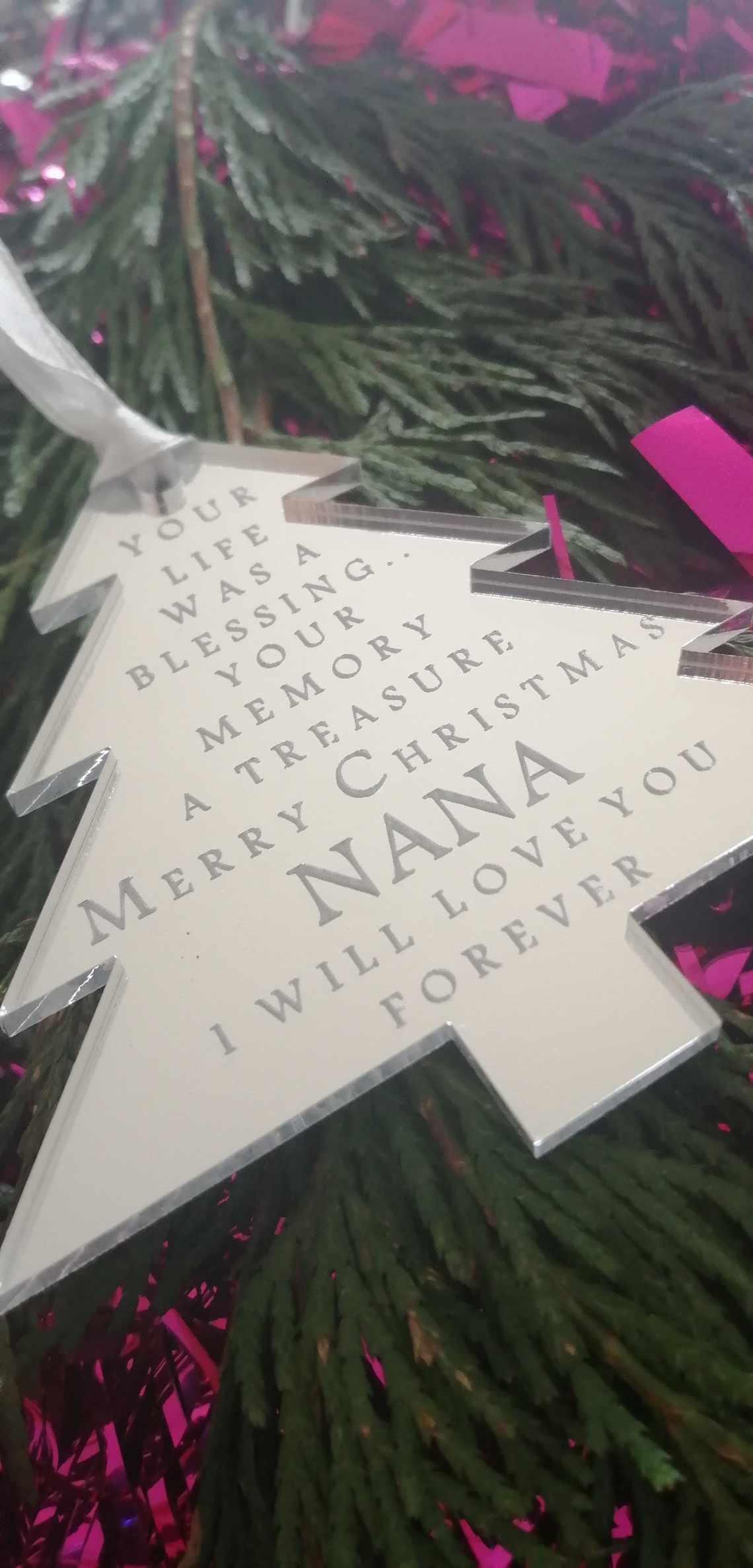 In Memory of a Loved One Hanging Christmas Tree Shaped | Etsy