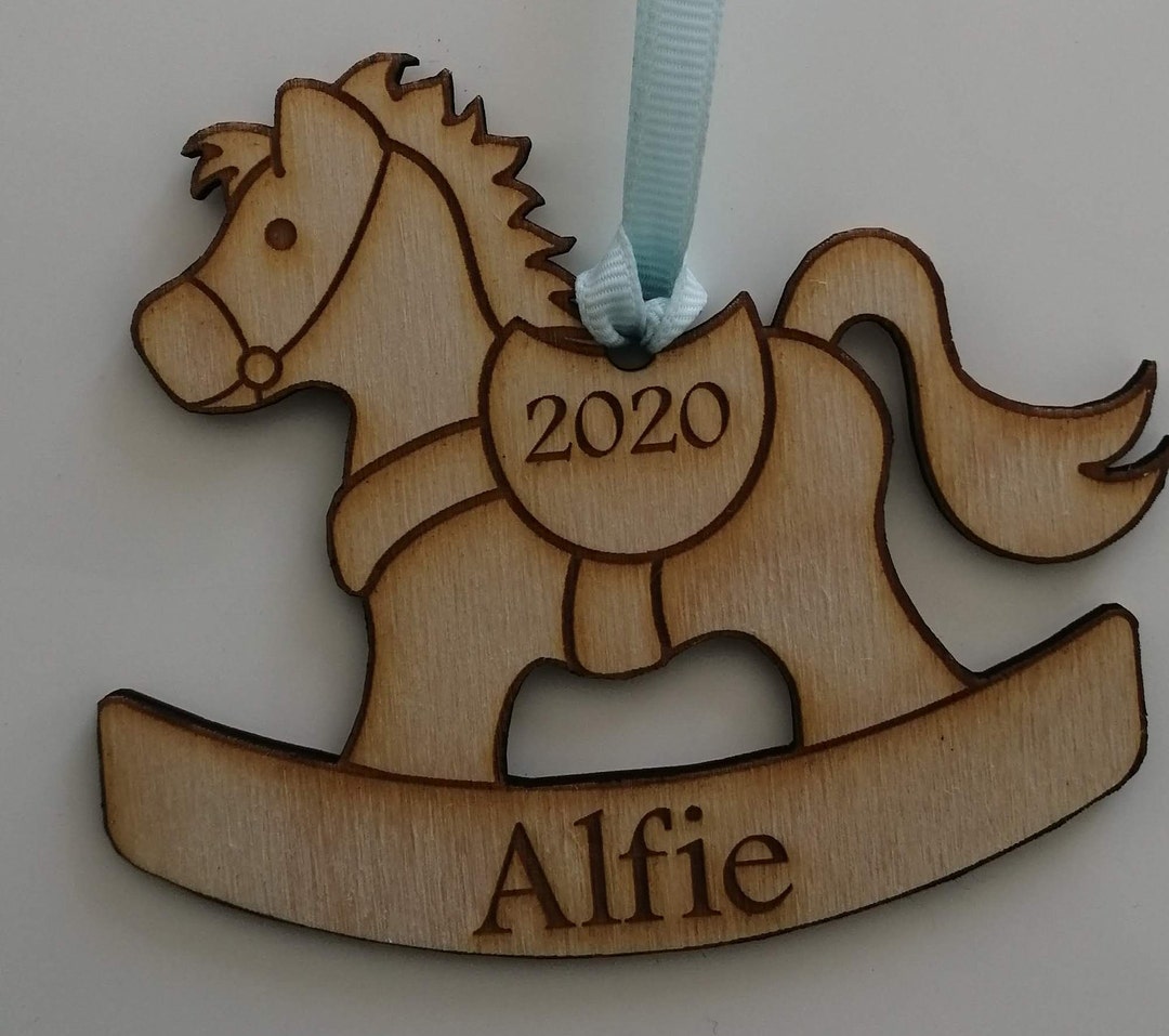 Personalised Rocking Horse Christmas Decoration With Your Name - Etsy UK