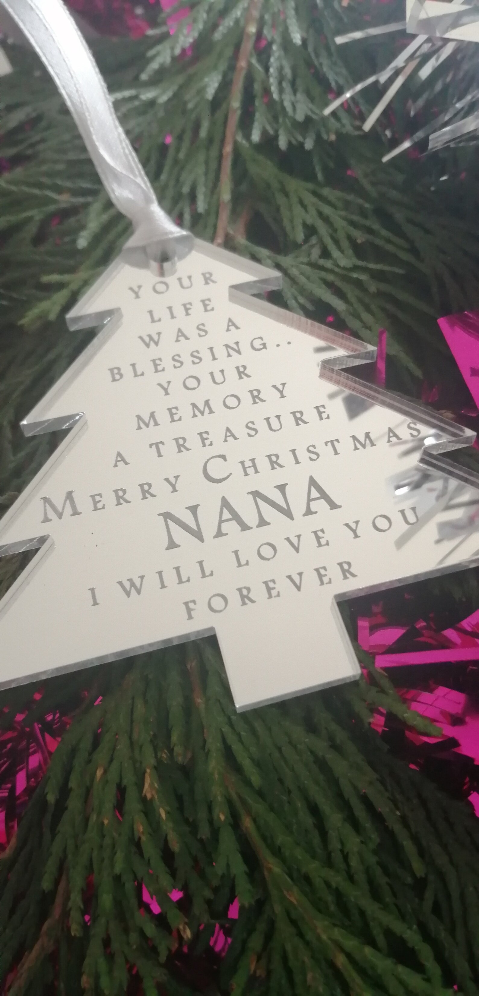 In Memory of a Loved One Hanging Christmas Tree Shaped - Etsy UK