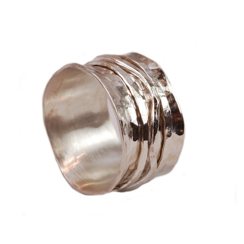 Wide Sterling Silver Ring With Three Rotating Ring Bands - Etsy