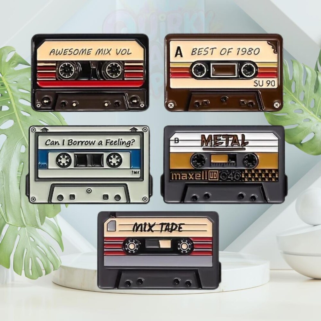 Retro Cassette Tape Enamel Pins - 80s 90s Music Lover Badges - Etsy