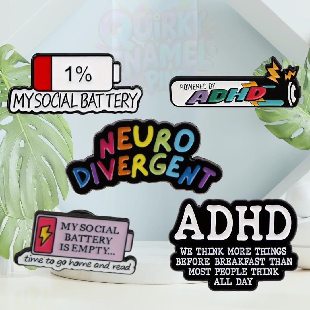 Neurodivergent, ADHD, Social Anxiety, Enamel Pins - Social Battery ...