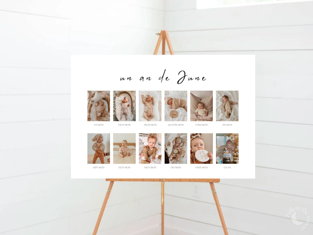 Baby's First Year Poster, Canva Template, 1st Birthday Photos , My ...