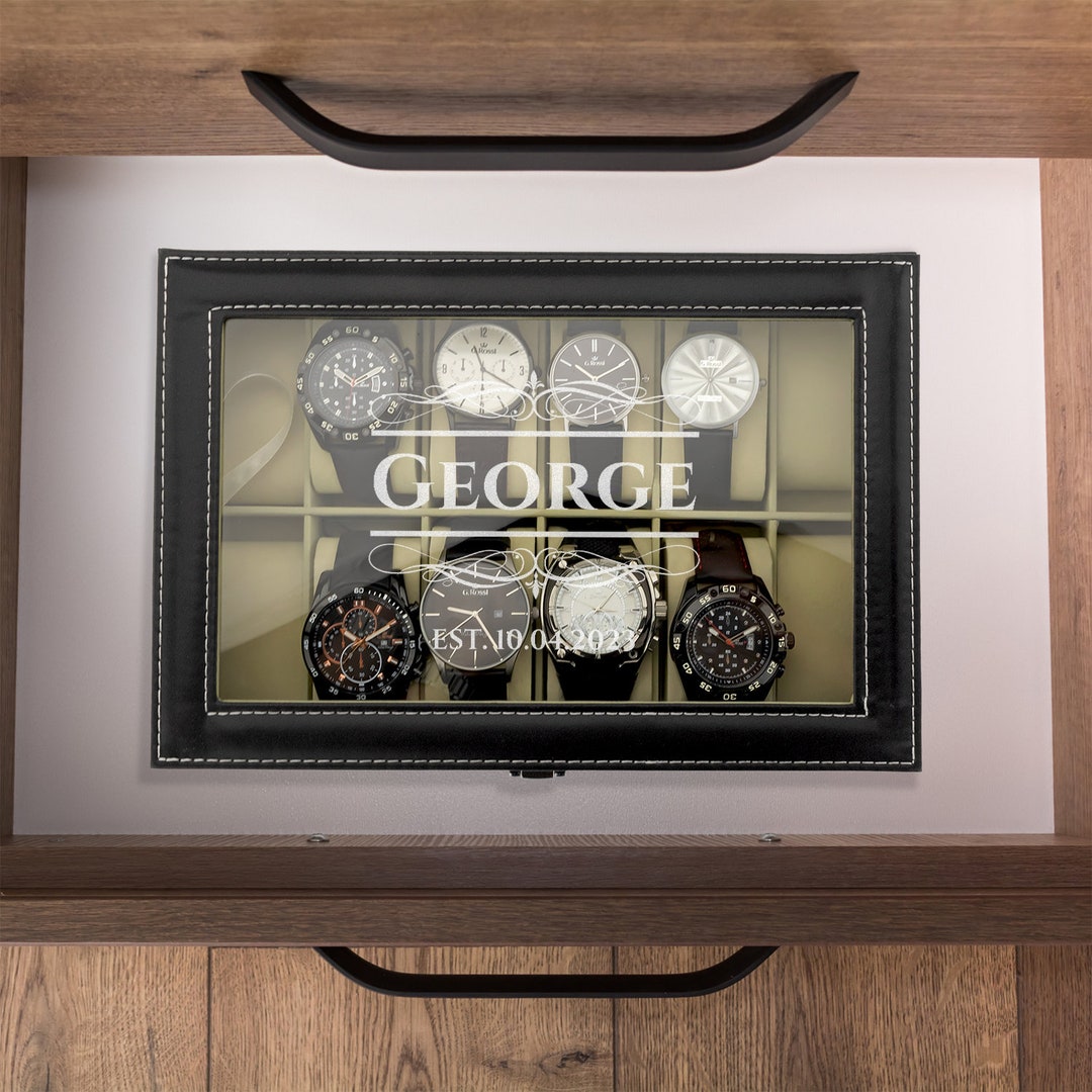 Personalized Watch Case for Men - Custom Watch Box - Anniversary Gift ...