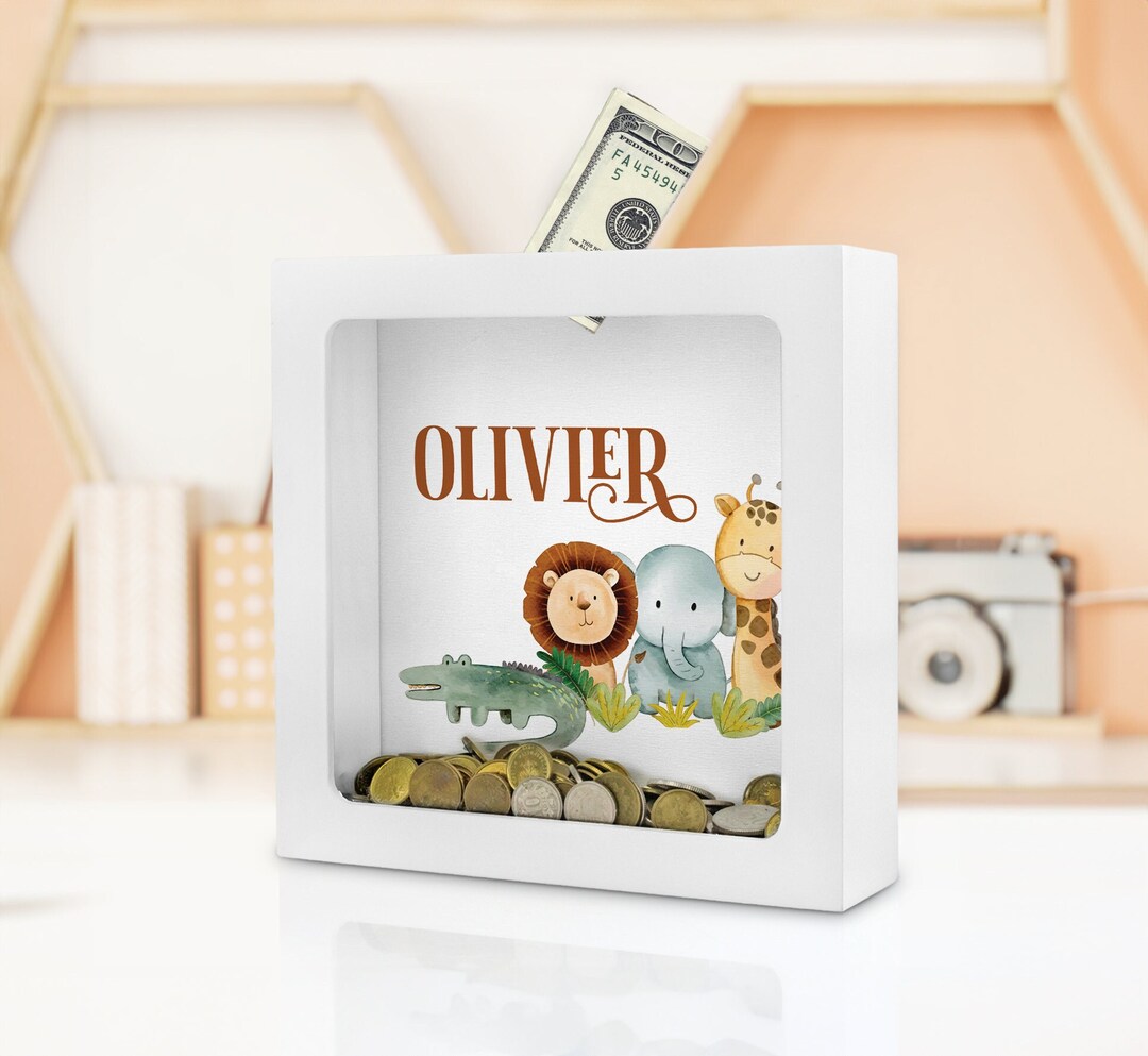 Personalized Money Box for Boy Wooden Animal Money Box Gift for Babies ...
