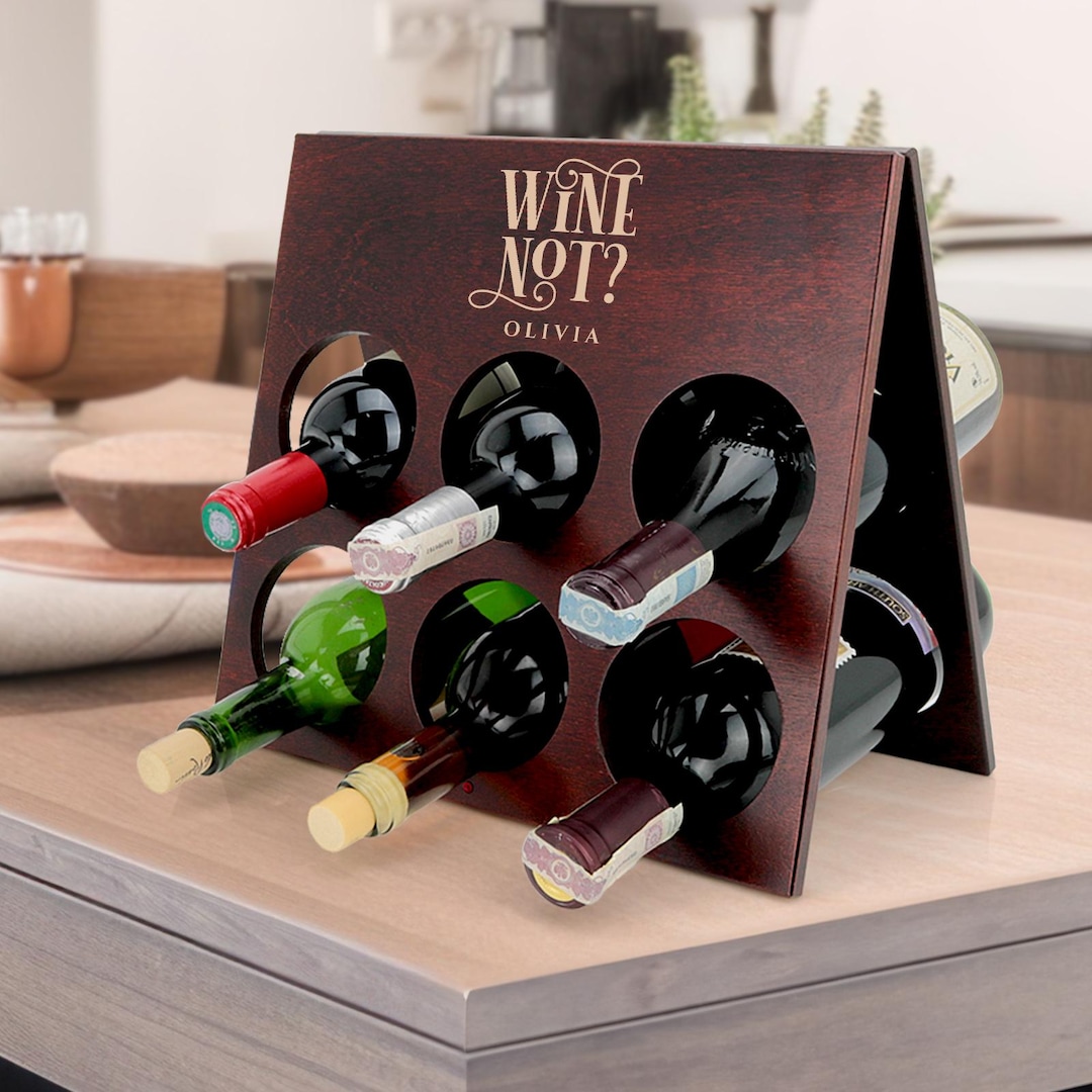 Personalized Wine Rack | Wooden Holder | Tabletop Wine Bottle Rack ...