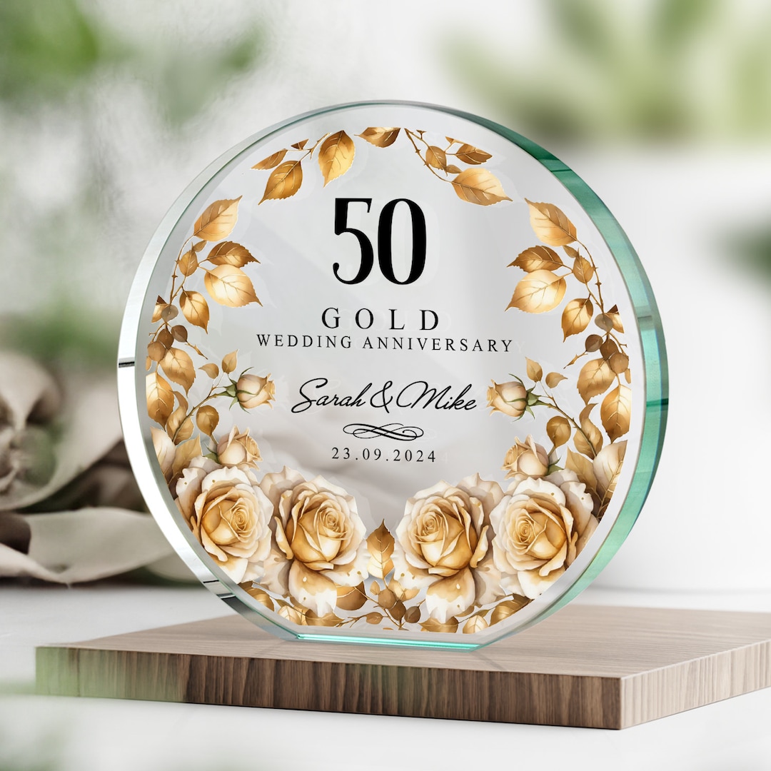 Personalised Golden 50th Anniversary Gift | 50th Anniversary Plaque ...
