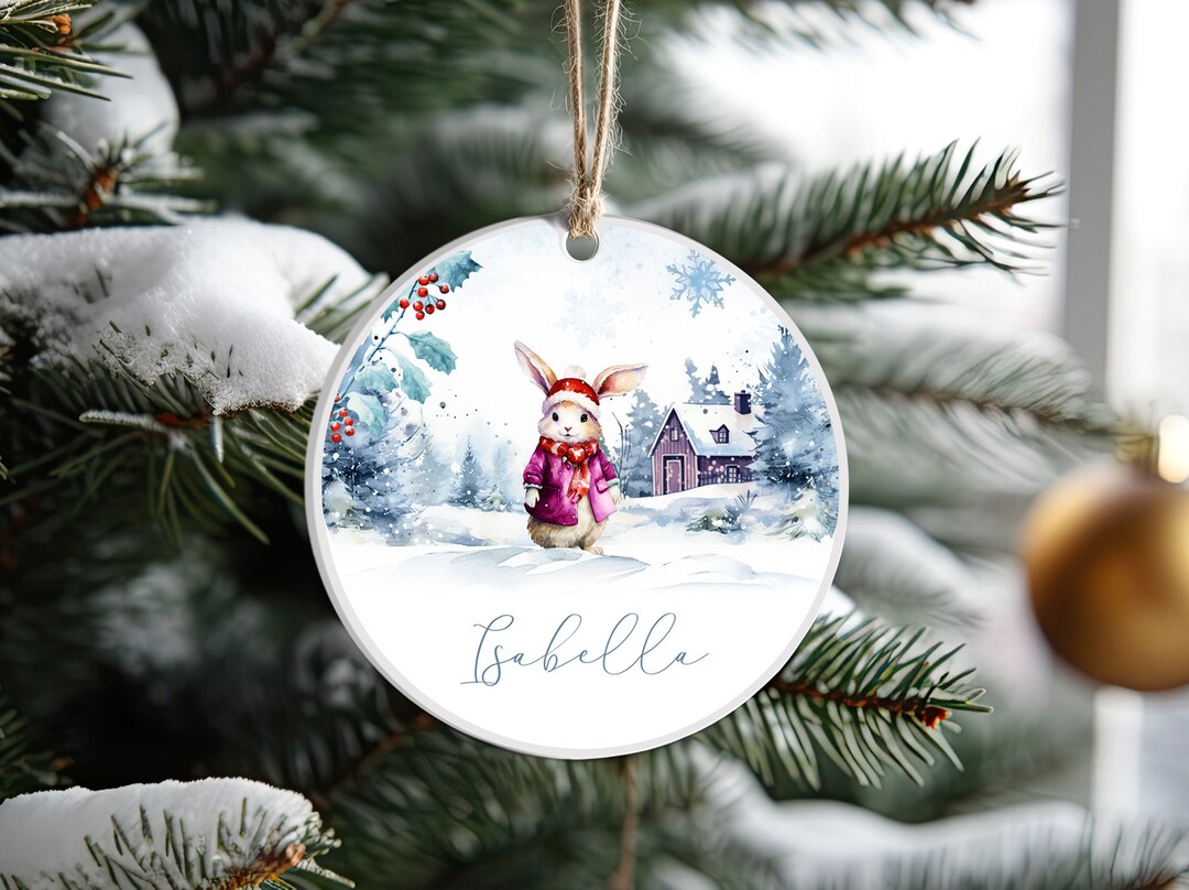 Personalized Baby's 1st Christmas Ornament First Christmas Bauble Bunny ...