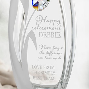 Engraved Retirement Flower Vase - Leaving Gift for Co-worker, Colleague ...