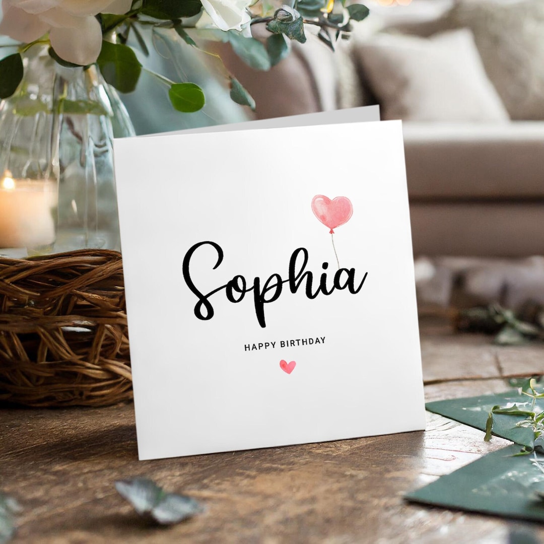 Personalized Birthday Card: Custom Name, Red Envelope - Etsy