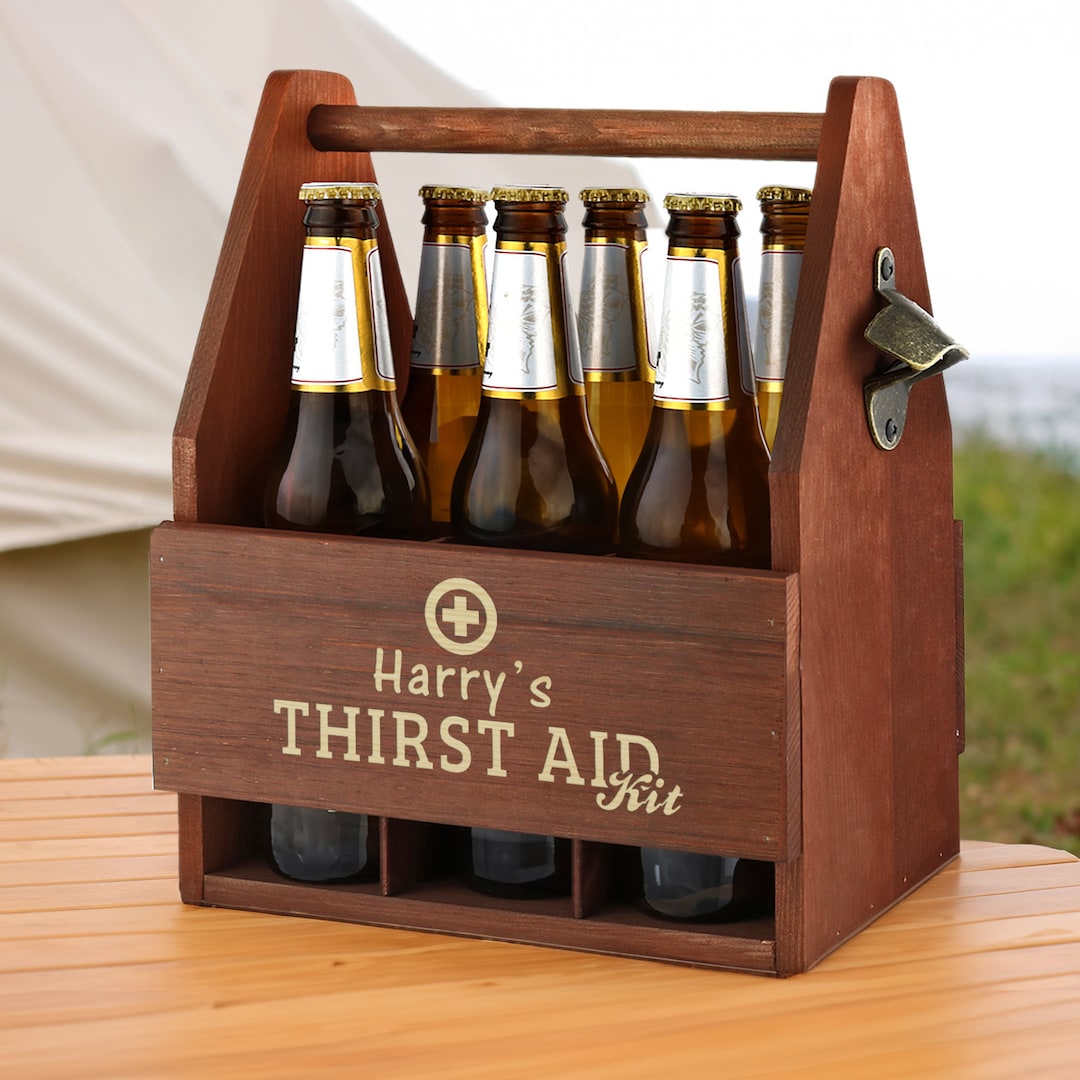 Personalised Beer Caddy With Bottle Opener | Birthday Gift for Him ...
