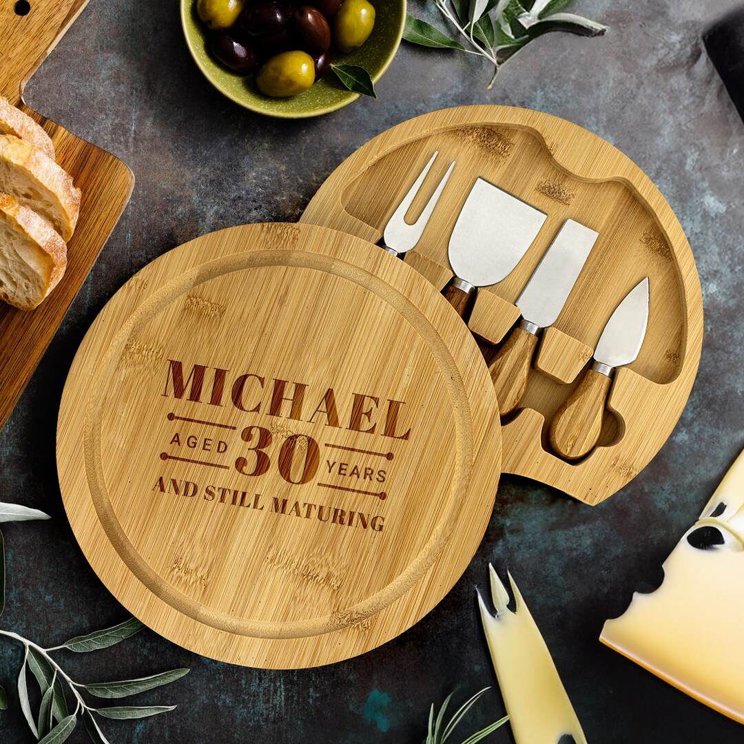 Personalised Birthday Cheese Board Set 30th. 40th. 50th. Birthday Gifts ...