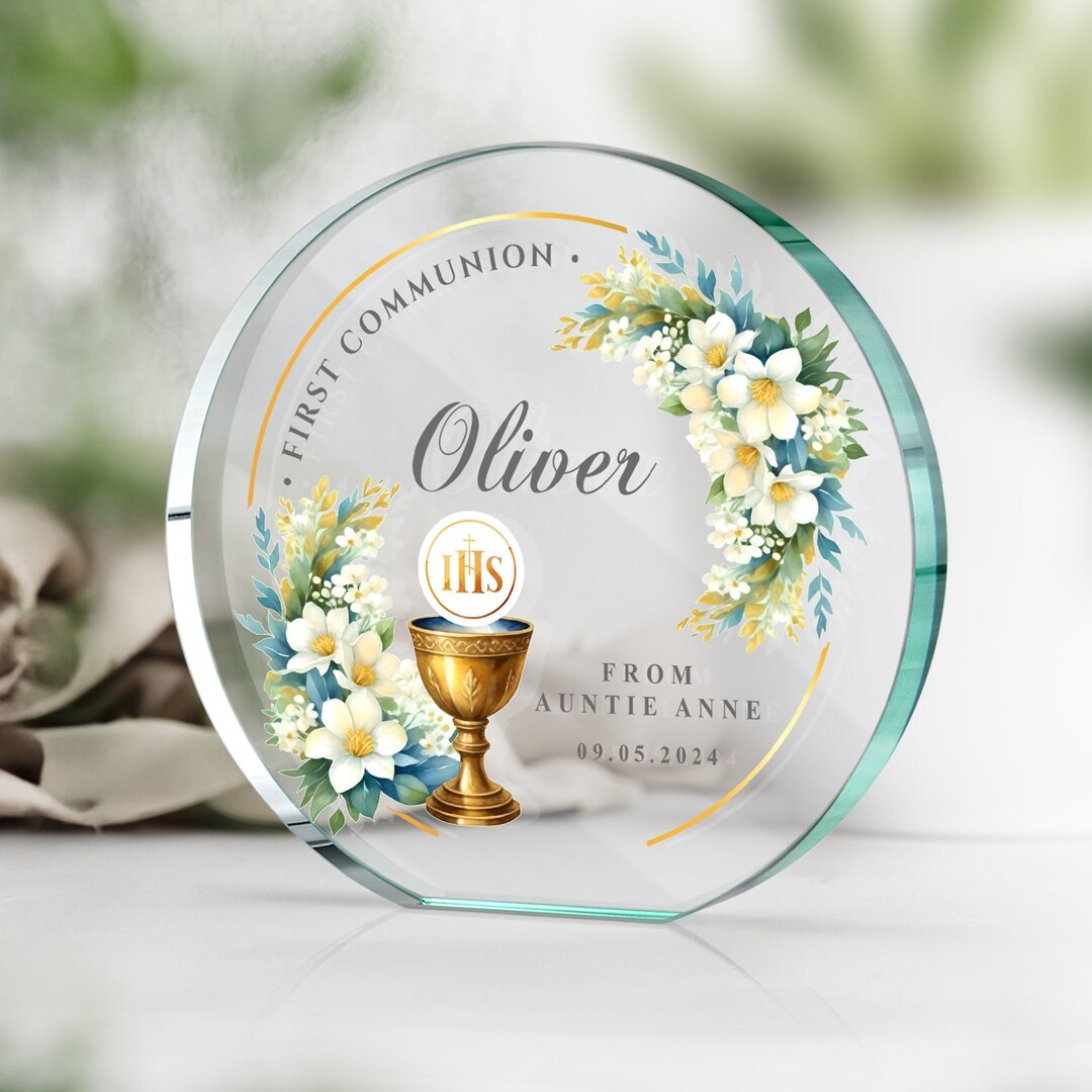 Personalized First Holy Communion Glass Plaque | 1st Holy Communion ...