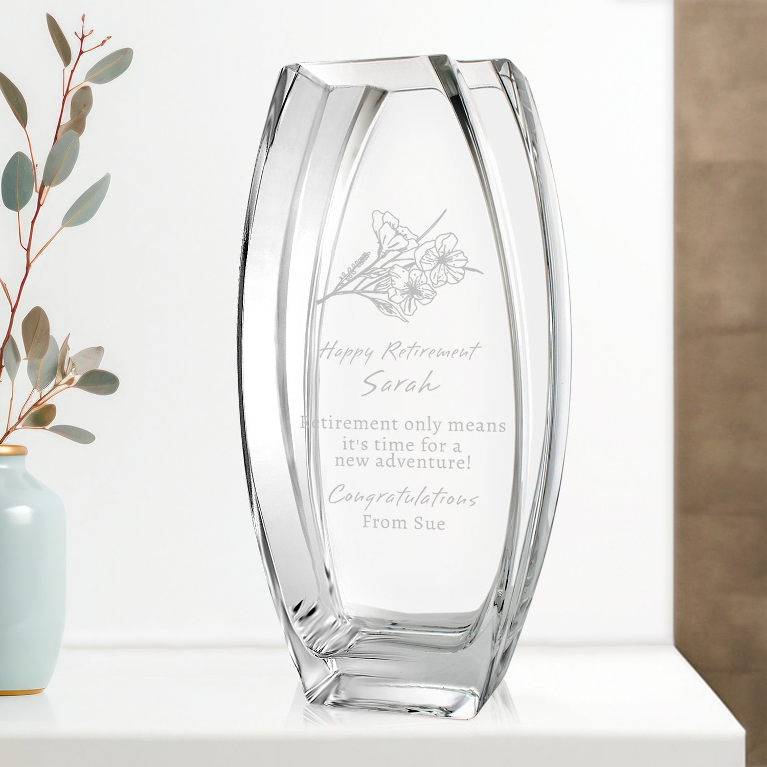 Personalized Retirement Flower Glass Vase Retirement Gifts for Women ...
