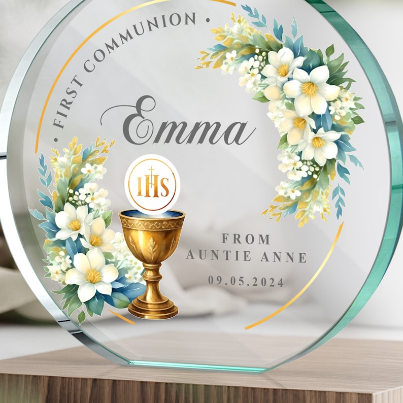 Personalized First Holy Communion Glass Plaque: Christening Gift - Etsy