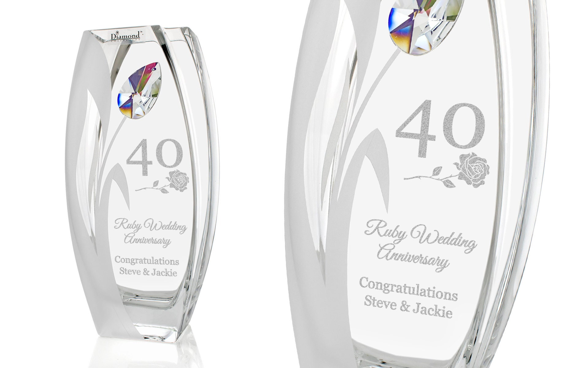 Personalised Wedding Anniversary Vase Swarovski Ruby Wedding 40th ...