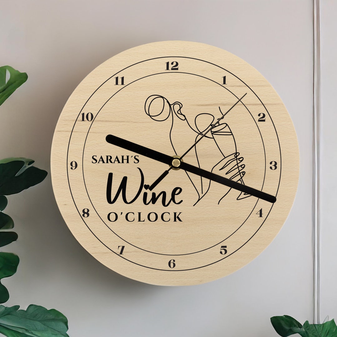 Personalised Wooden Clocks for Wall Wine O'clock Gift for Best Friends ...